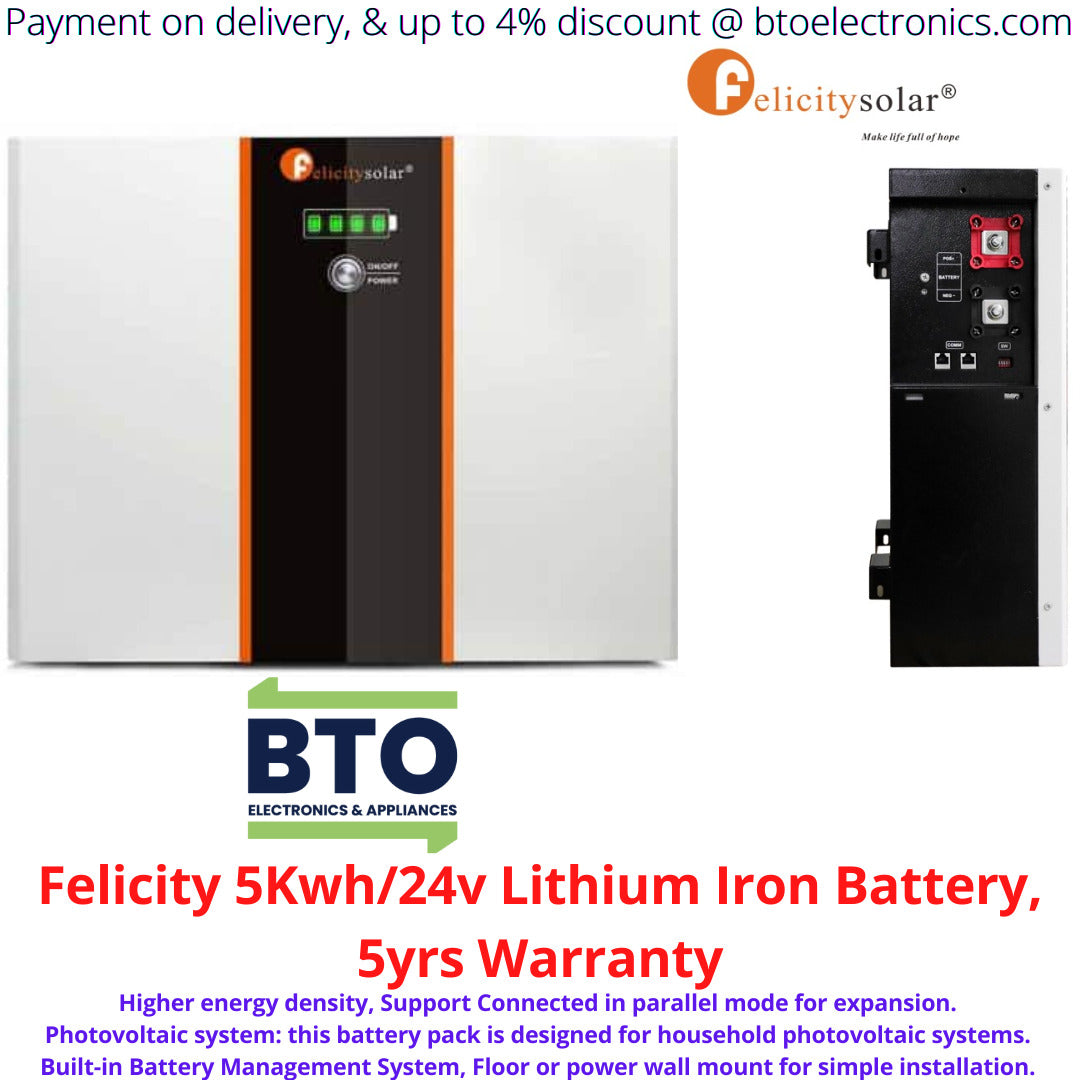 Felicity 5KWH/24V Lithium Iron Battery(5 years Warranty) – BTO ...