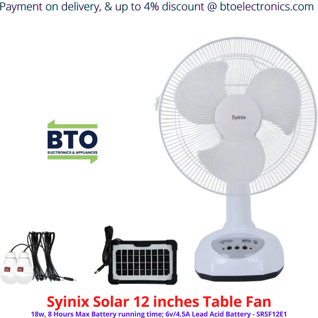 Syinix Solar 12 Inches Table Fan – BTO Electronics & Appliances, Wuye ...