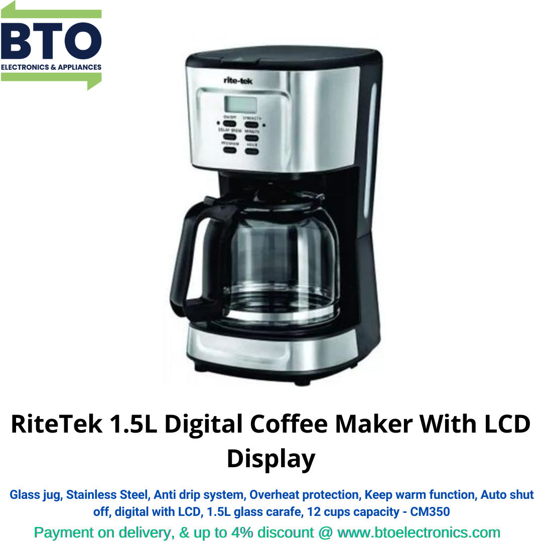 Rite-Tek 1.5L Digital Coffee Maker With LCD Display – BTO Electronics ...